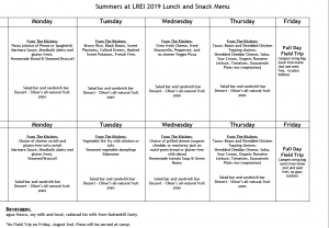 Lunch Menu - Summers at LREI